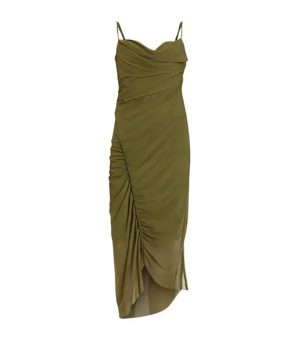 Allsaints Mesh Ulla Midi Dress - Green | Editorialist