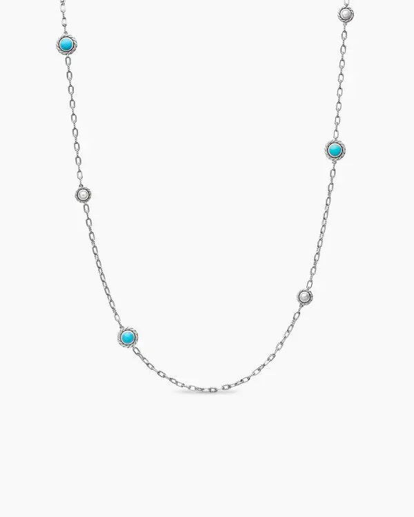 David Yurman Pearl Classics Station Chain Necklace - Reconstituted Turquoise