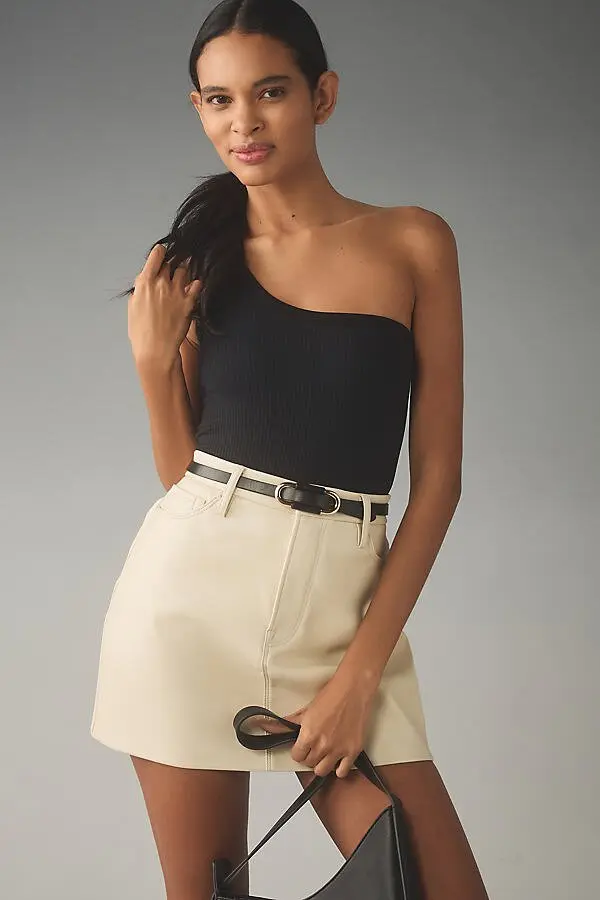 Good American Faux Leather Mi Skirt In White 69% Off Editorialist