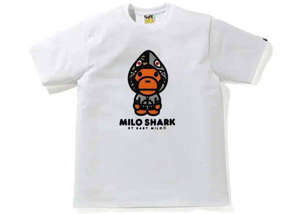 BAPE Milo Shark Tee Shirt - White/gray