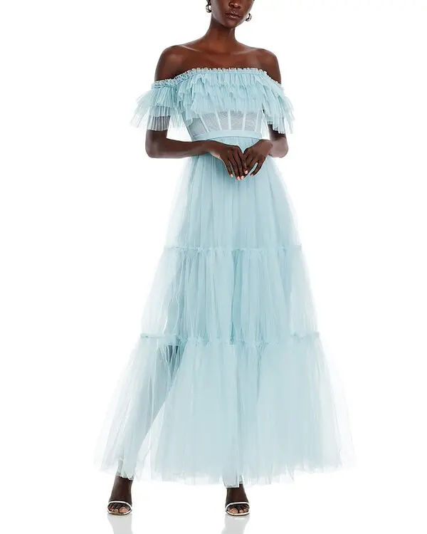 Bcbgmaxazria Long Evening Dress In Light Slate - 70% Off | Editorialist