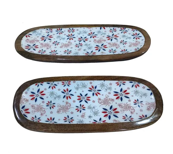 TEMP-TATIONS As Is Seasonal S/2 Mango Wood Platters