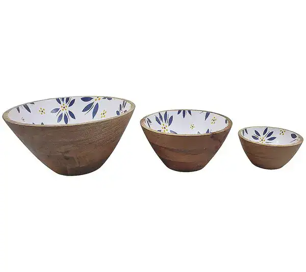 TEMP-TATIONS Old World Set Of Mango Wood Bowls - One-color | Editorialist