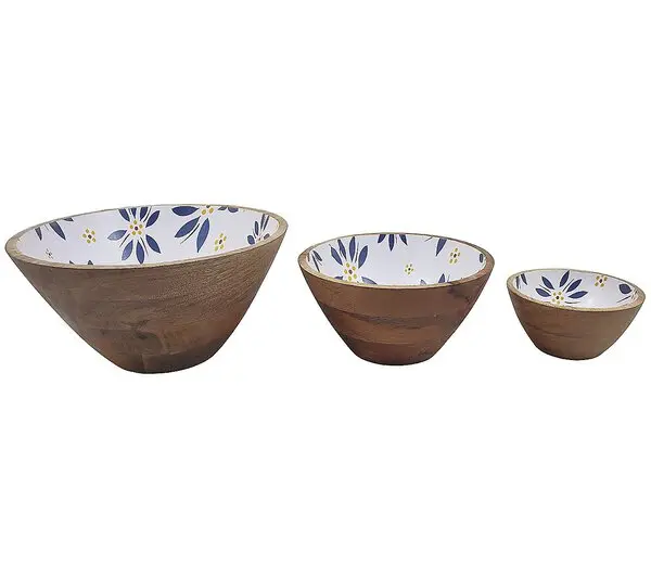 TEMP-TATIONS Old World Set Of Mango Wood Bowls