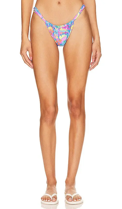 KULANI KINIS Ruched Thong Bikini Bottom - Rio Rainbow