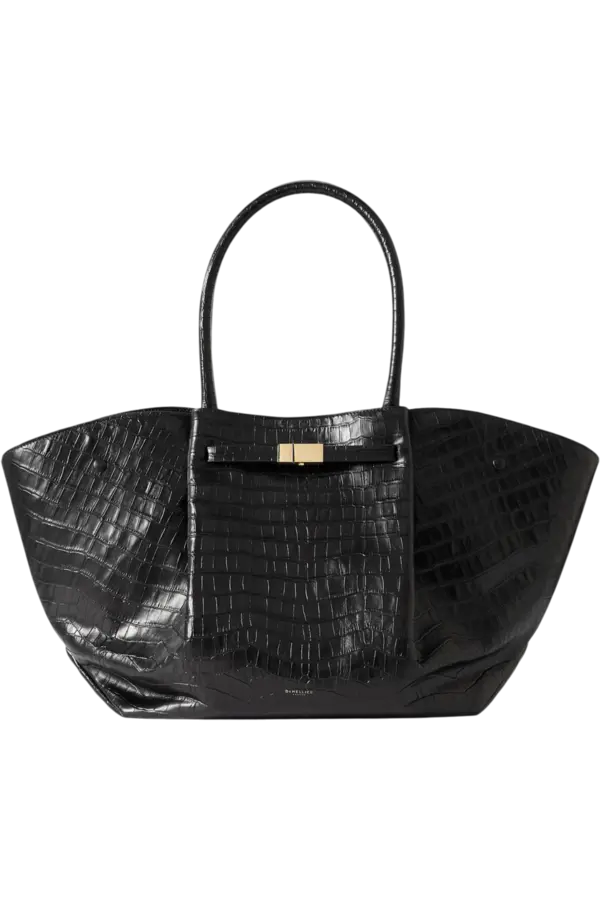 DEMELLIER Net Sustain New York Croc-effect Leather Tote - Black