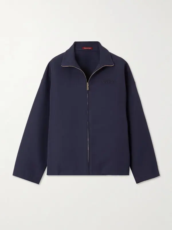 Gucci Embroidered Wool-Blend Jacket - Blue | Editorialist 