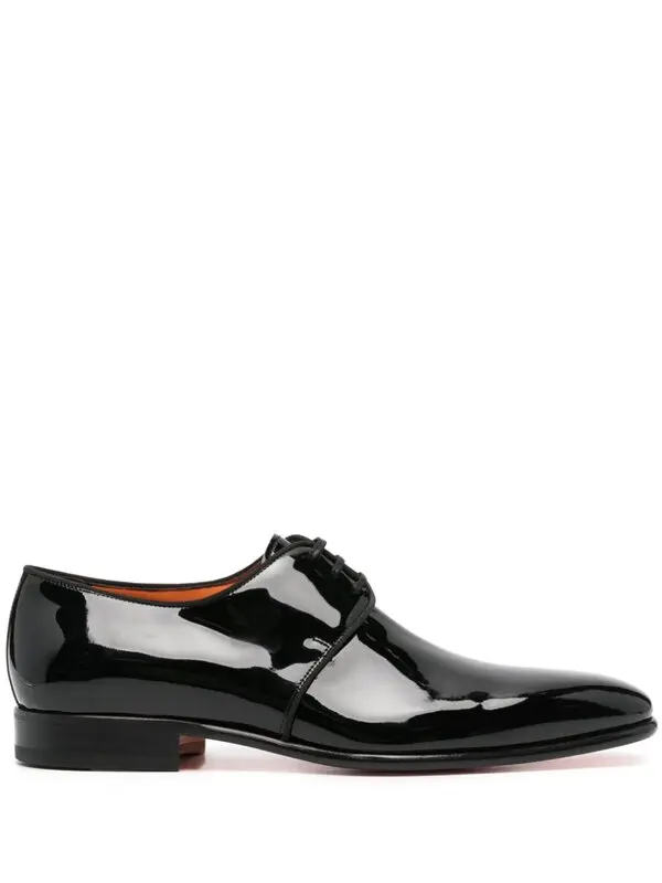 Santoni Leather Derby Shoes - Black