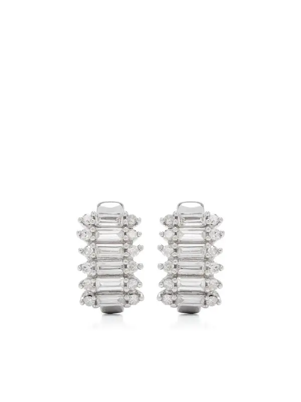 Adina Reyter Stack Baguette J-shaped Hoop Earrings
