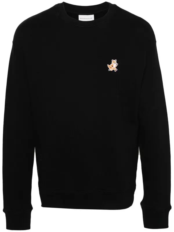 Maison Kitsuné Fox-motif Cotton Sweatshirt - Black