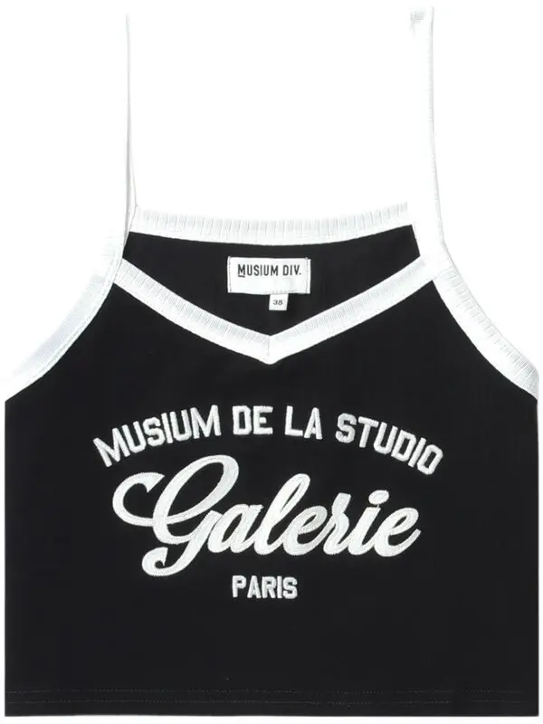 MUSIUM DIV. Logo-embroidered Cropped Tank Top - Black
