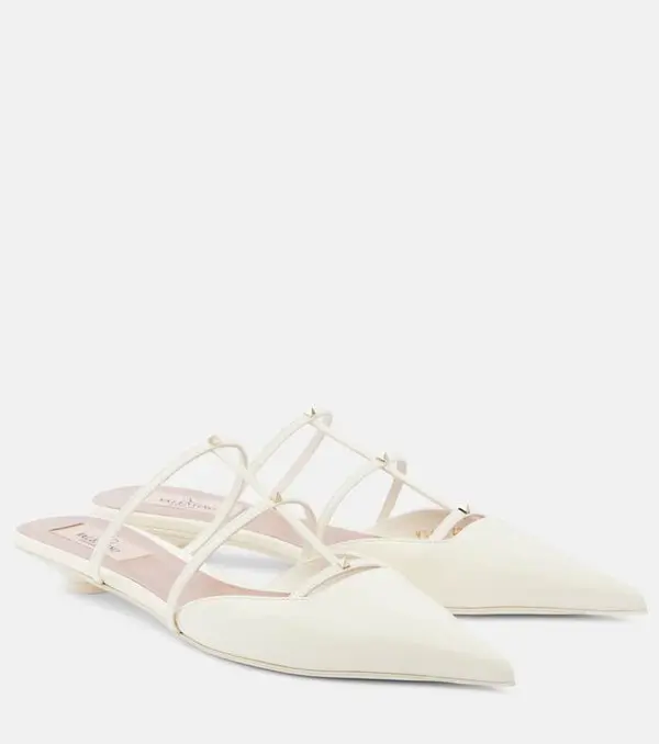 Valentino Garavani Rockstud Wispy 20 Leather Mules - White