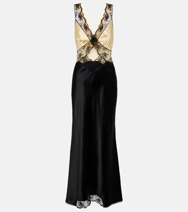 Sir The Label Aries Lace-trimmed Cutout Silk Maxi Dress - Neutrals