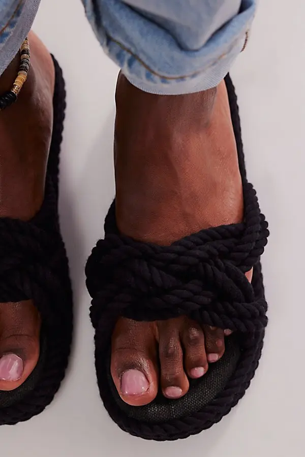 MIA SHOES Miko Rope Slide Sandals - Black