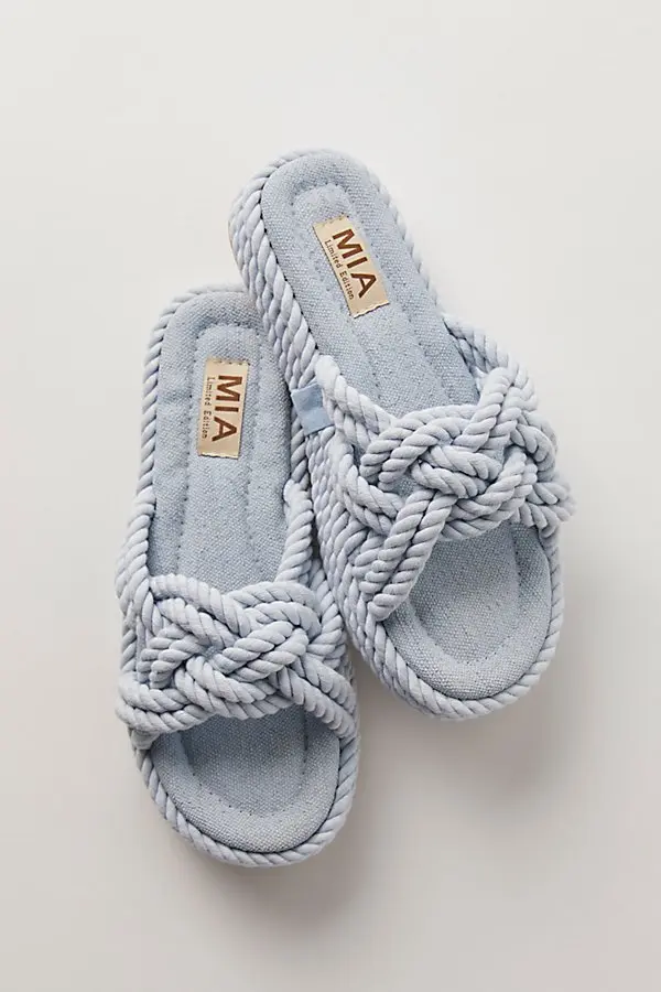 MIA SHOES Miko Rope Slide Sandals - Light Blue