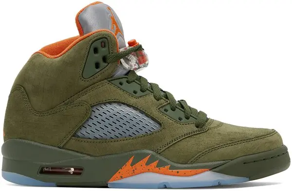 NIKE JORDAN Green Air Jordan 5 Sneakers - Army Olive/solar Ora ...