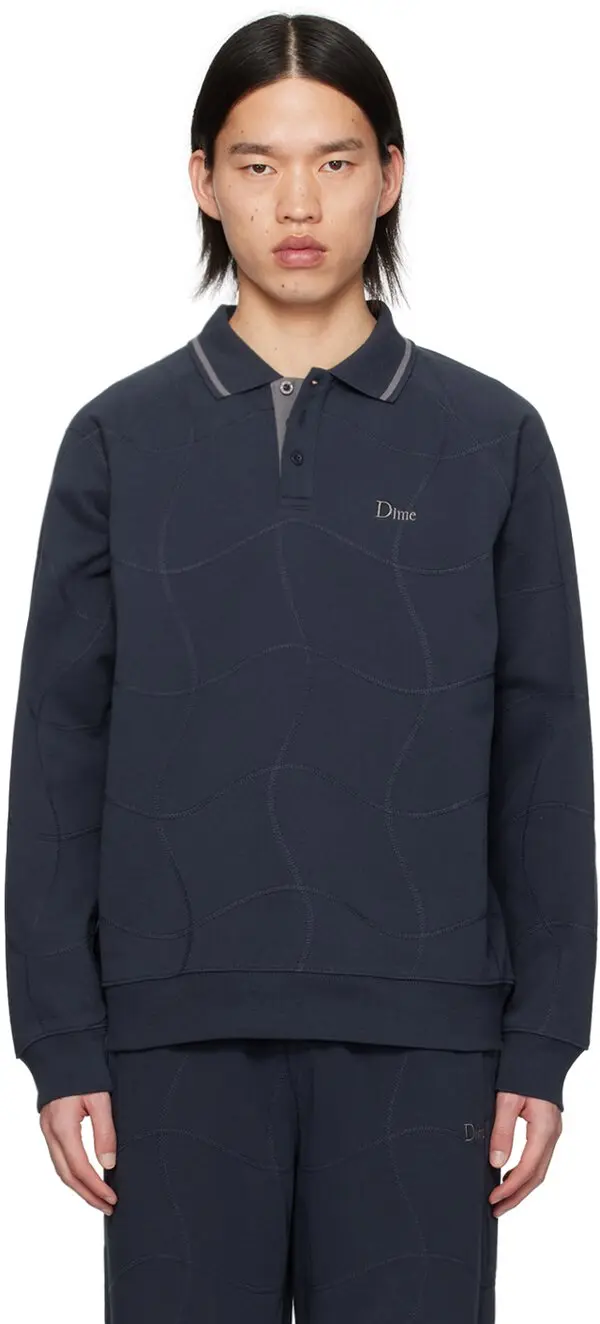 Dime Wave Polo In Navy - 30% Off | Editorialist