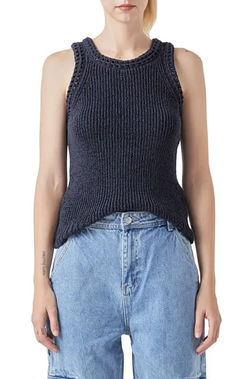 GREY LAB Ribbed Sleeveless Tank - Navy