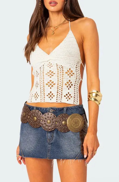 EDIKTED Jada Crochet Halter Top - White