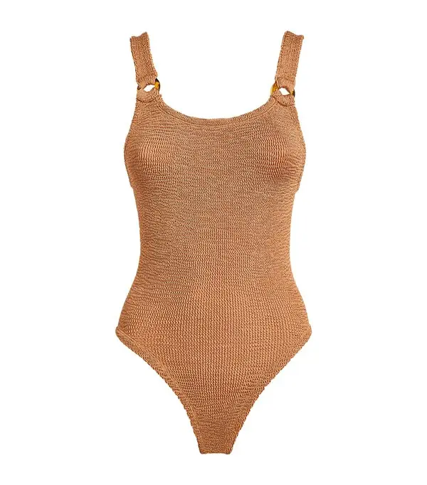 Hunza G Metallic Domino One Piece Swimsuit - Brown