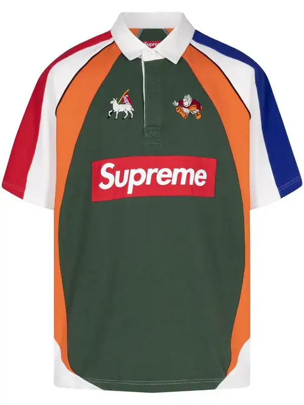 Supreme Rugby ""multicolor"" Embroidered Polo Shirt - Green | Editorialist