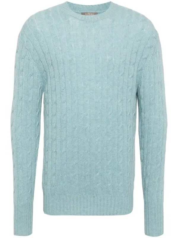 Thames Cable-Knit Jumper In Blue 30% Off Editorialist