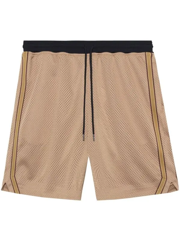 John Elliott Stripe-detail Mesh Shorts - Brown