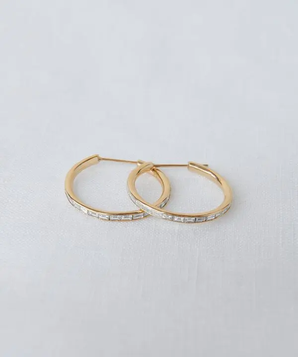 Jenni Kayne June Baguette Diamond Hoop Earrings - Gold