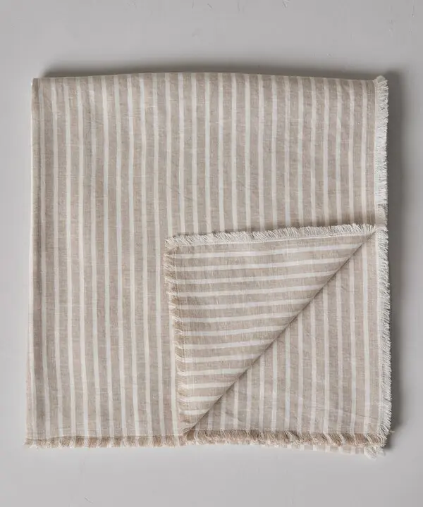 Jenni Kayne Frayed Linen Tablecloth - Stripe