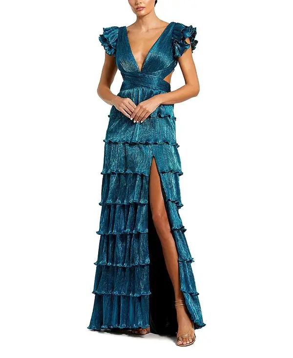 Mac Duggal Ieena Ruffle Tiered Gown - Blue