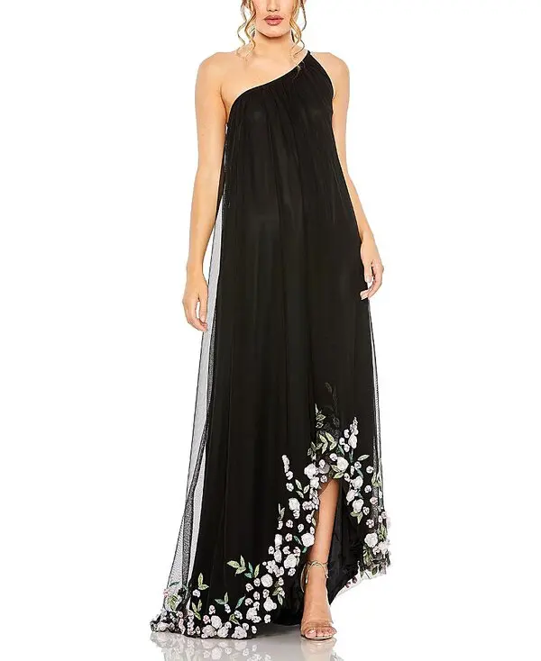 Mac Duggal One-shoulder Embellished High-low Gown - Black