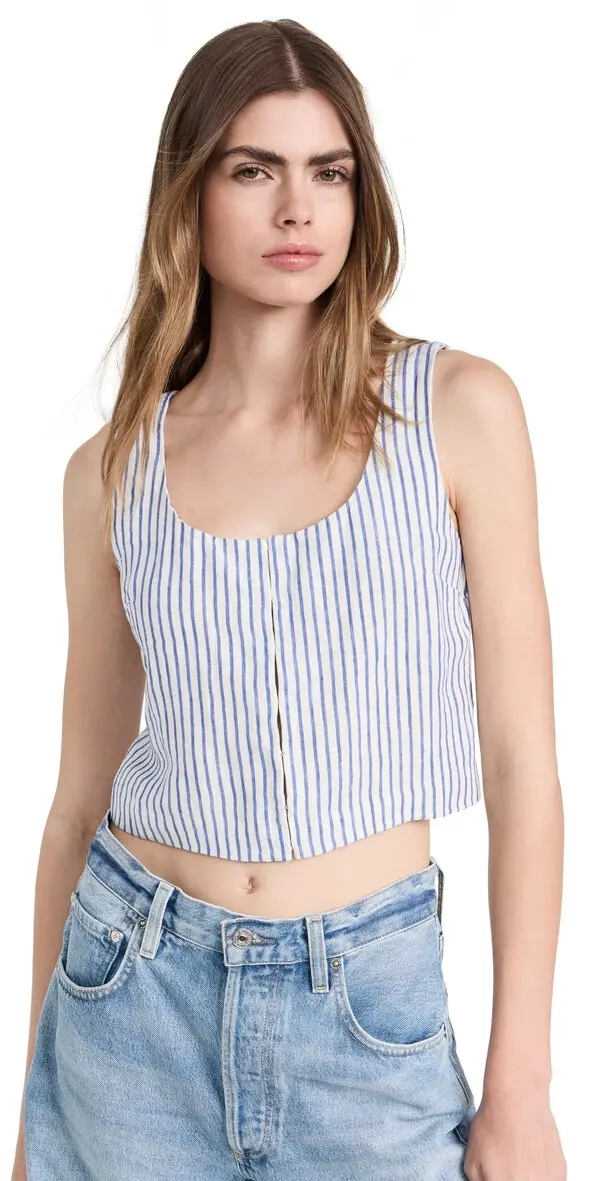 Madewell Striped Linen Crop Tank