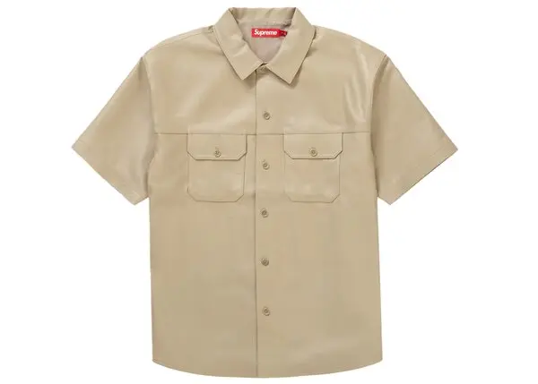 Supreme S/S Leather Work Shirt - Tan | Editorialist