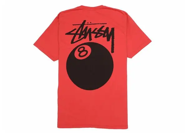 StÜssy 8 Ball Pigment Dyed Tee Shirt - Guava