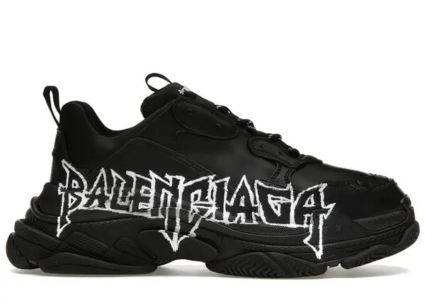 Balenciaga Triple S Sneakers - Black/white/diy Metal Artwork