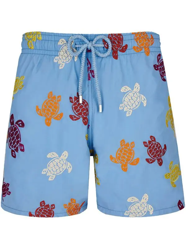 Vilebrequin Mistral Turtle-embroidered Swim Shorts - Blue