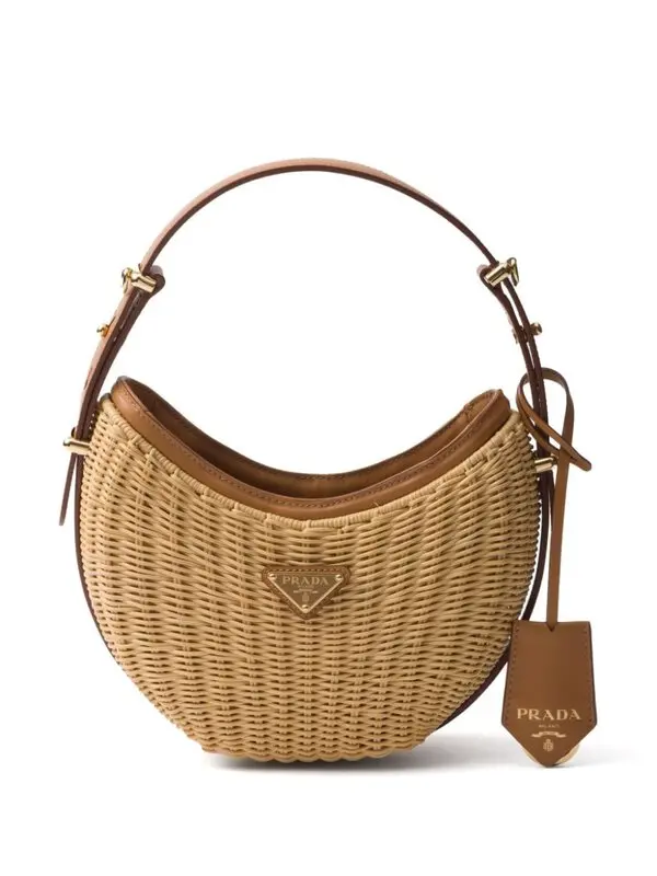 Prada Arqué Woven Shoulder Bag - Neutrals