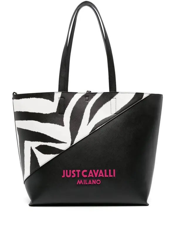 Roberto Cavalli Zebra-Print Panelled Tote Bag In Black 35% Off