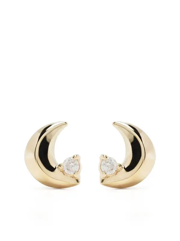 Adina Reyter 14k Yellow Diamond Moon Stud Earrings