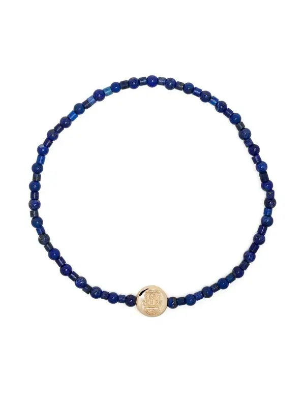 Luis Morais 14k Yellow Gold Small Disk Lapis Lazuli Bracelet - Blue