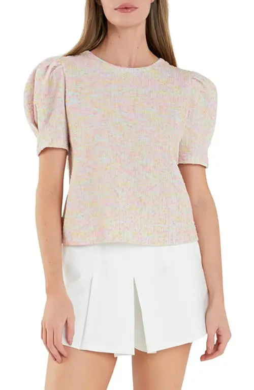 English Factory Rainbow Puff Sleeve Sweater