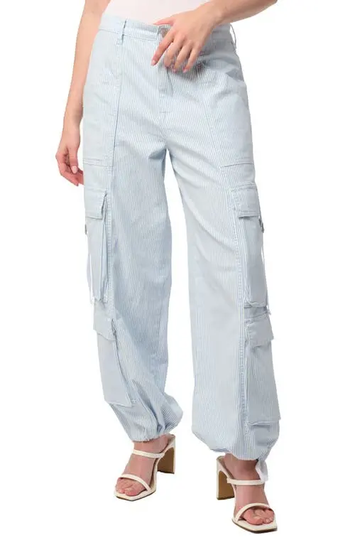 Blanknyc Railroad Stripe Cargo Wide Leg Jeans