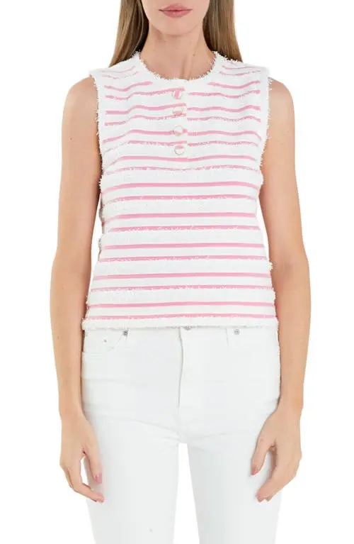 English Factory Stripe Fringe Tank Top