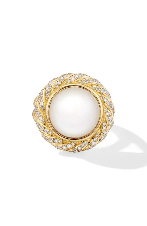 David Yurman Pearl Classics Cable Halo Ring With Diamonds - 18k Yellow Gold