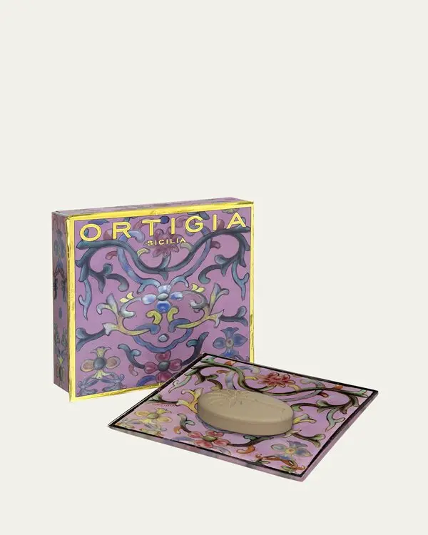 ORTIGIA SICILIA Aragona Glass Plate And Soap Set