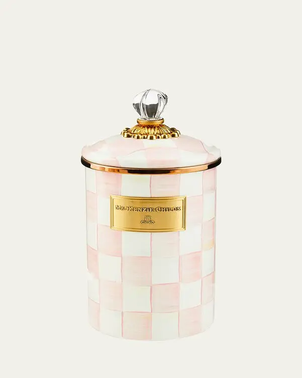 MACKENZIE-CHILDS Rosy Check Enamel Canister, Large - One-color