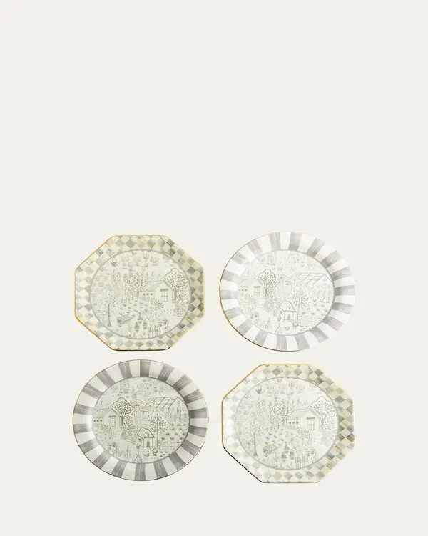 MACKENZIE-CHILDS Sterling Cottage Dessert Plates, Set Of 4