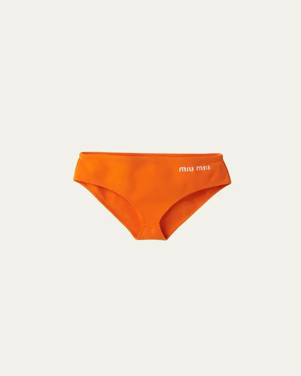 Miu Miu Logo-embroidered Bikini Bottoms - Arancio