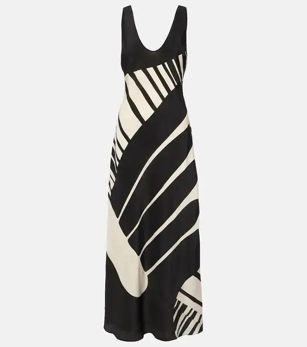 Buy SIR. Arte Printed Silk Maxi Dress - Black At 30% Off | Editorialist