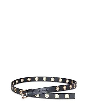 All Saints Eyelet Slim Leather Belt - Black | Editorialist
